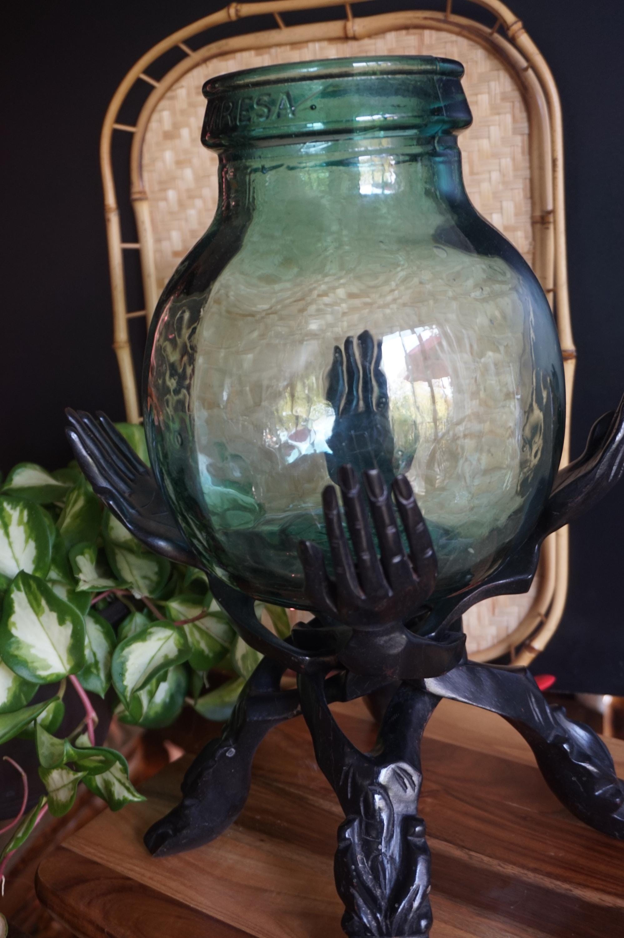 Viresa Demijohn Vase Jar With Carved Wood Stand - Etsy