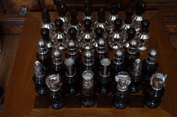 Vintage 32 Piece Avon Chess Set with Footed Wood Playing | Etsy