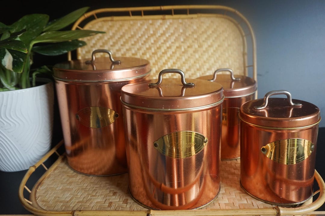 Vintage Copper and Brass Canister Set - Etsy