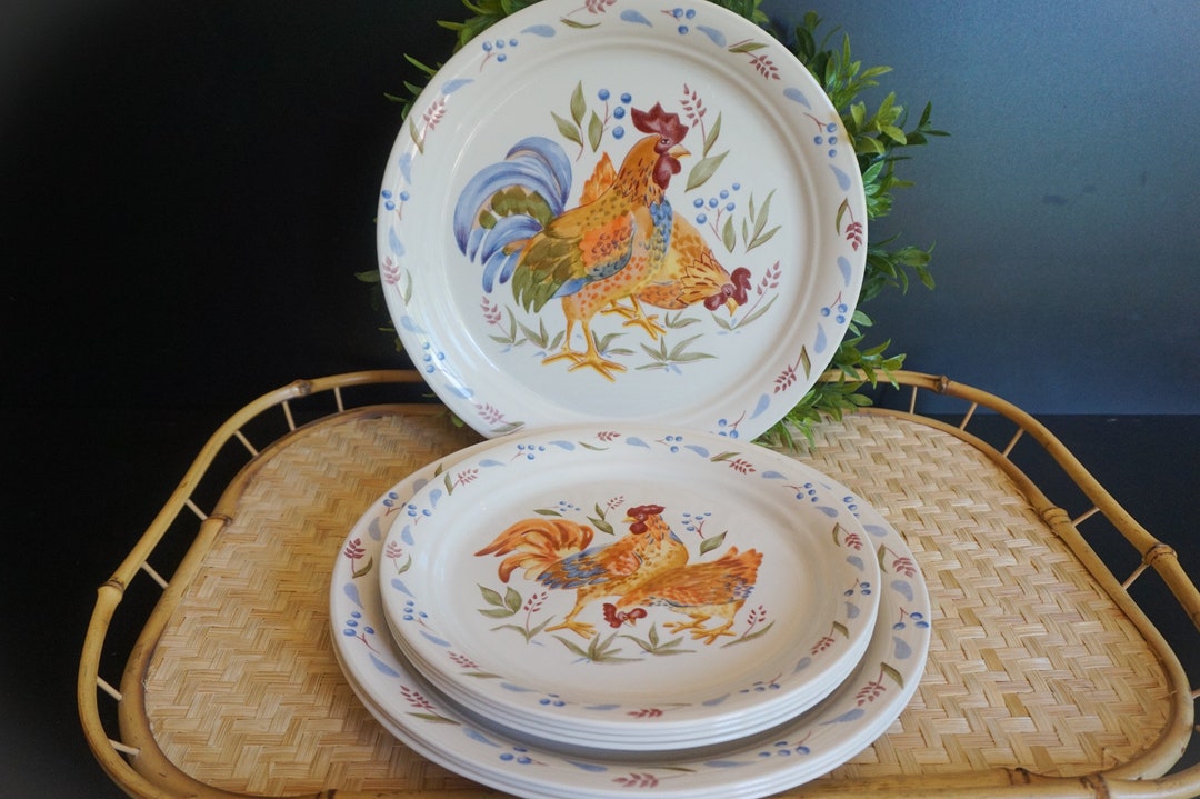 Corelle Rooster Plates (8) - Etsy