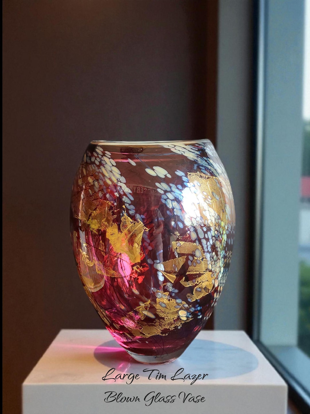 Tim Lazer Large Blown Glass Vase, 1993 - Etsy