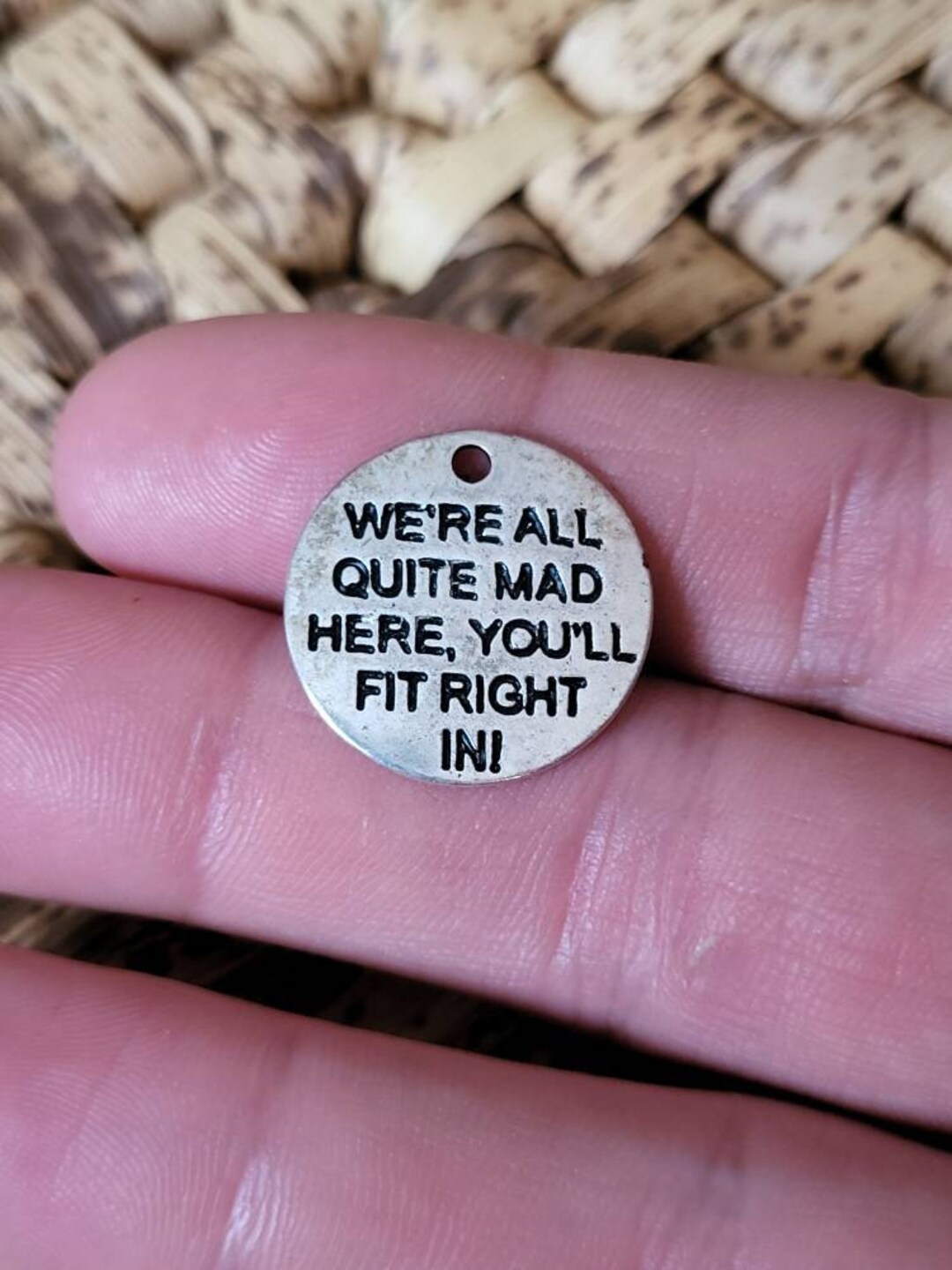 We're All Quite Mad - Alice in Wonderland Quote Charm - 2pc - Etsy
