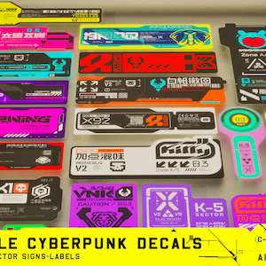 Digital - Neon Cyberpunk Vector Decals Vol 5 - Etsy