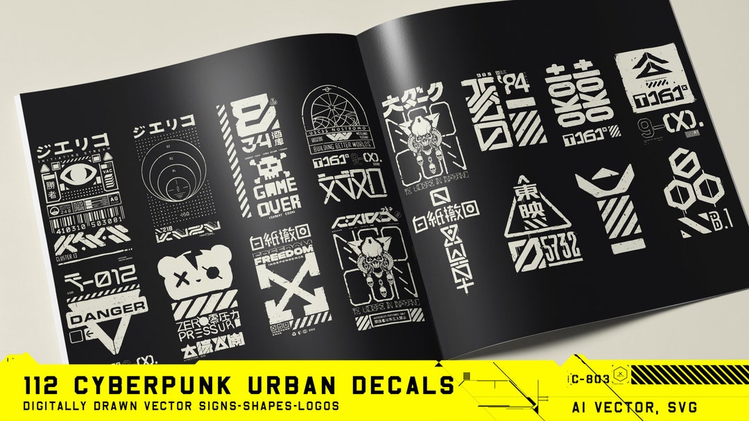 Digital - 112 Cyberpunk Urban Vector Decals - Etsy