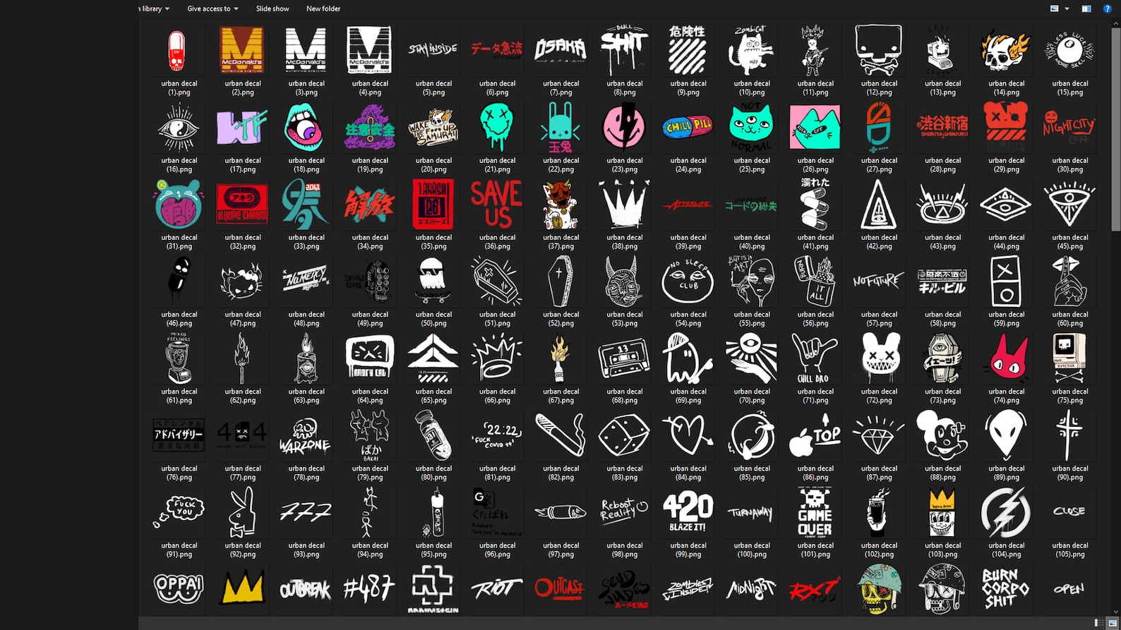 Digital - 316 Hand Drawn Cyberpunk Urban Decals Extended Commercial - Etsy