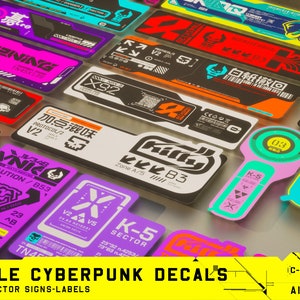 Digital - Neon Cyberpunk Vector Decals Vol 5 - Etsy