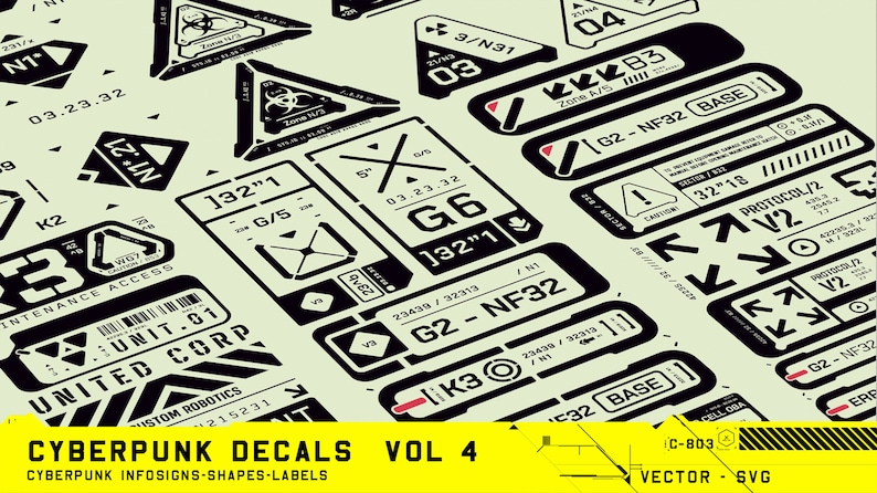 Digital - Epic Cyberpunk Vector Decals Vol 4 - Etsy
