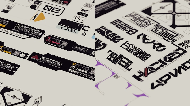 Digital - Epic Cyberpunk Vector Decals Vol 1 Extended Commercial - Etsy