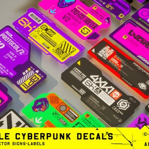 Digital - Neon Cyberpunk Vector Decals Vol 5 - Etsy