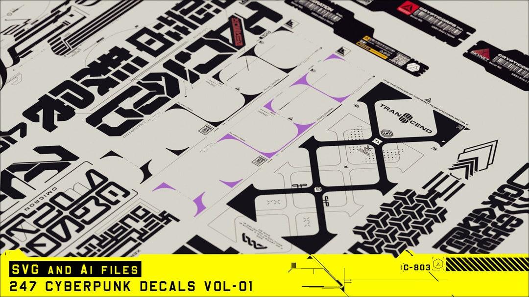 Digital - Epic Cyberpunk Vector Decals Vol 1 - Etsy