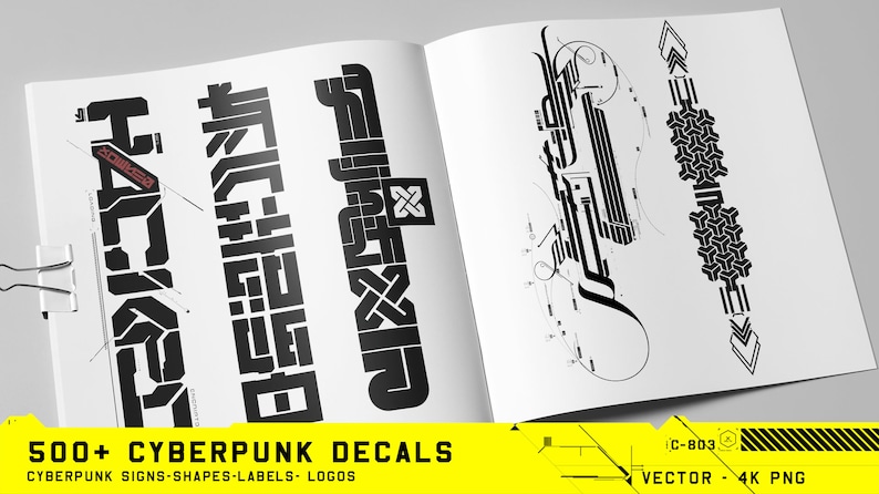 Digital Mega Bundle - 500+ Cyberpunk Decals Vector Files - COMMERCIAL ...