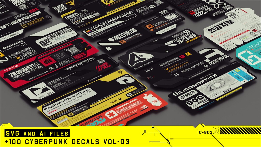 Digital - Epic Cyberpunk Vector Decals Vol 3 - Etsy