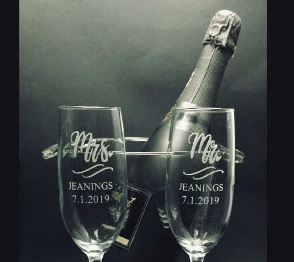 Custom Etched Personalized Flutes Etched Wedding Flutes Mr | Etsy
