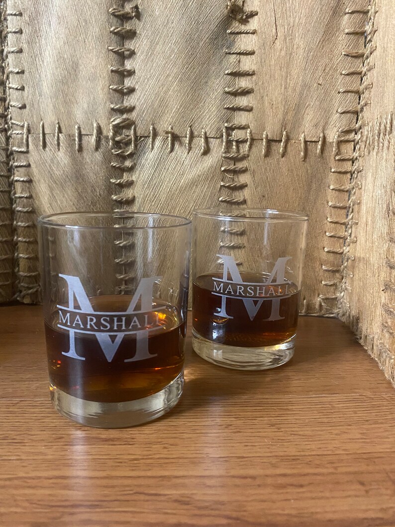 Personalized Etched Whiskey Glasses Set Of 2 Ts For Him Etsy
