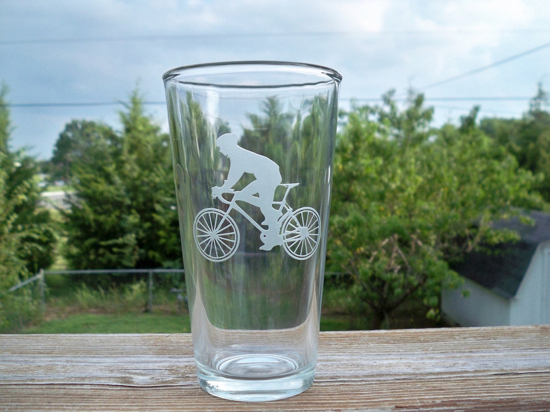 Etched Bicycle Beer Glass: Cyclist Pint Glass Gift (16 Oz) - Etsy