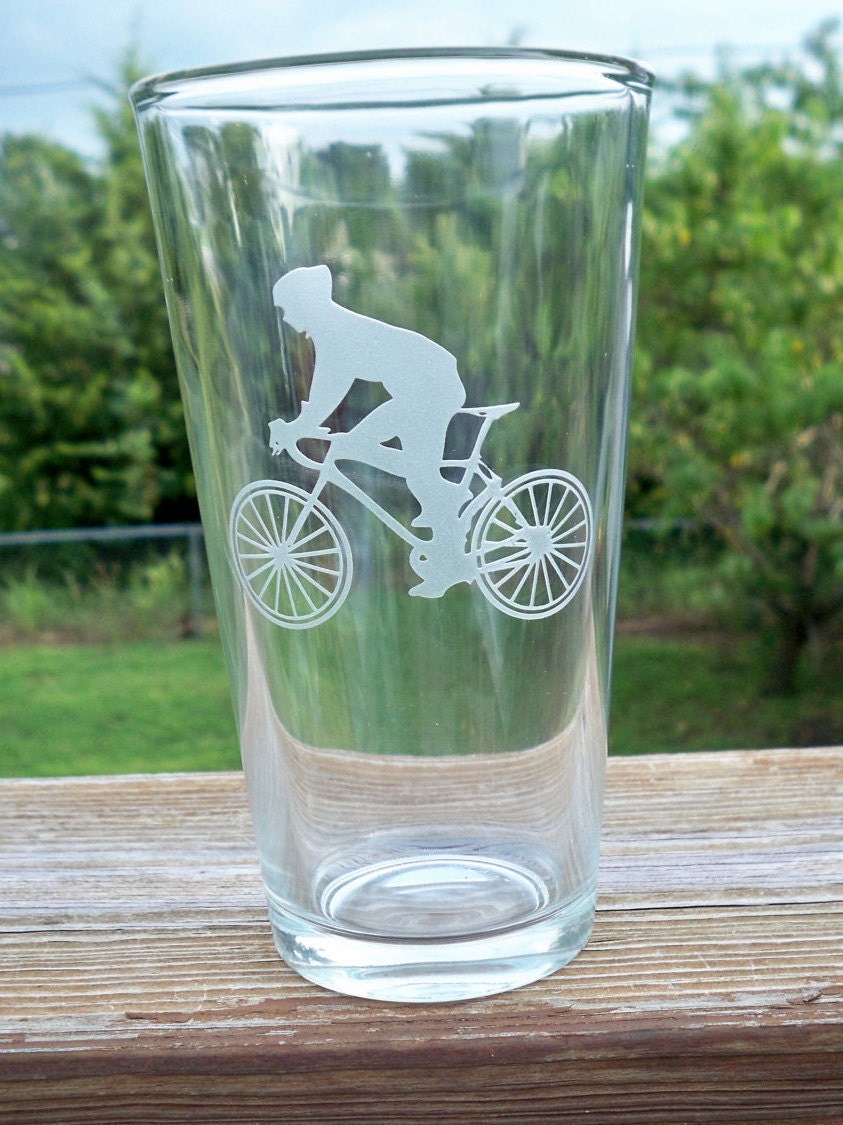 Bike Cyclist Gift Etched Glassware Bicycle Beer Glass | Etsy