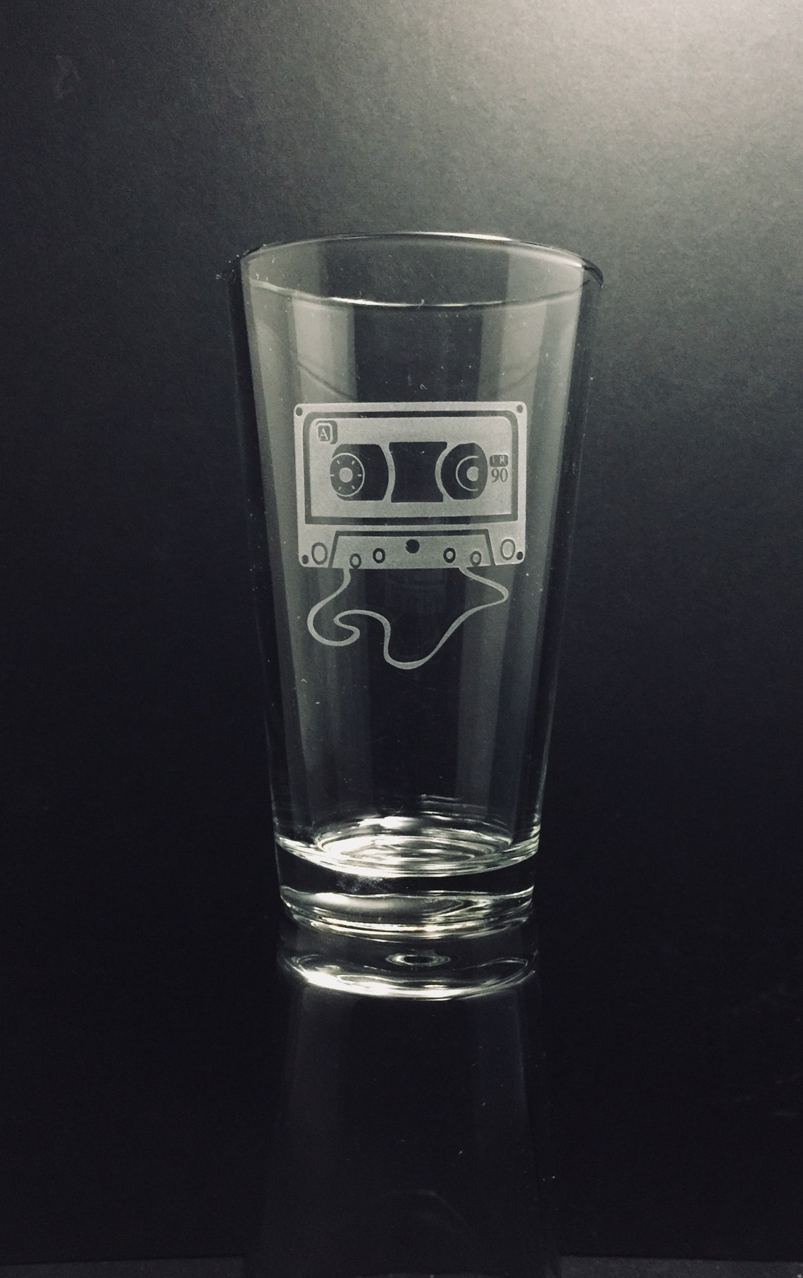 Etched Beer Glass 80's Style Mix Tape Glass Cassette - Etsy