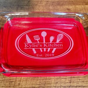 Custom Personalized Casserole Dish Pyrex Baking Dish With Lid, Wedding ...
