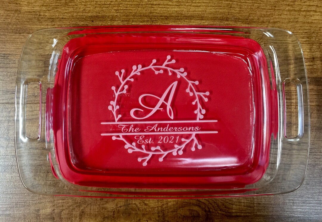 Personalized Casserole Dish, Pyrex Baking Dish With Lid, Wedding Gift ...