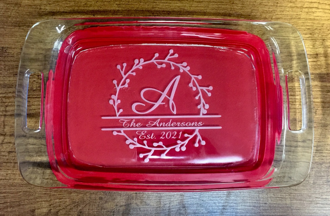 Personalized Engraved Pyrex Baking Dish With Red Lid - Etsy