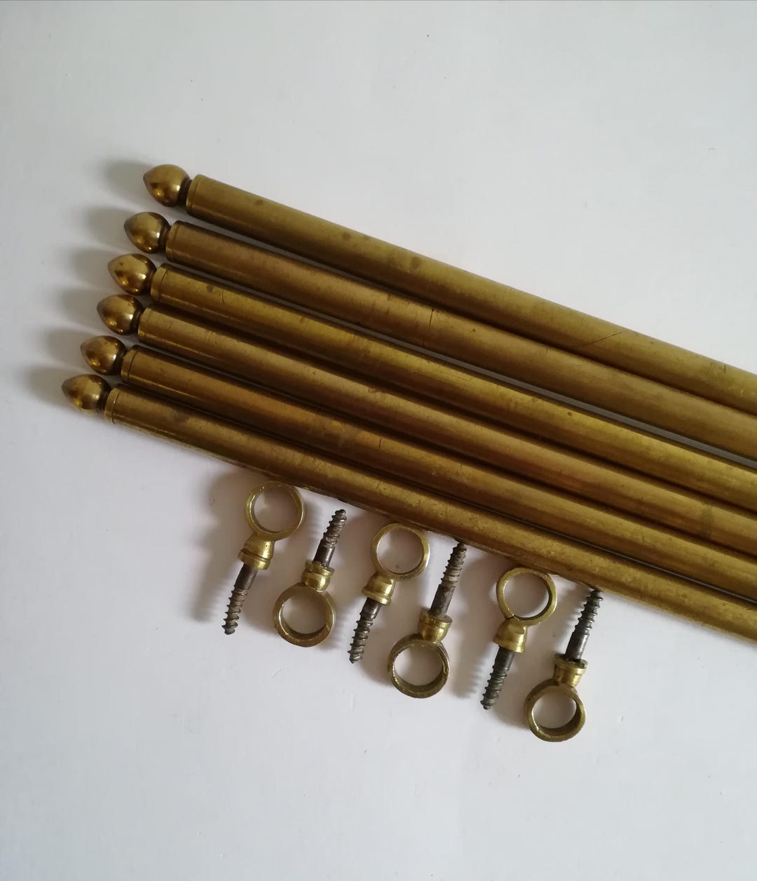 One French Antique Cafe Rod With Fixing Loops, Antique Brass Stair Rod ...