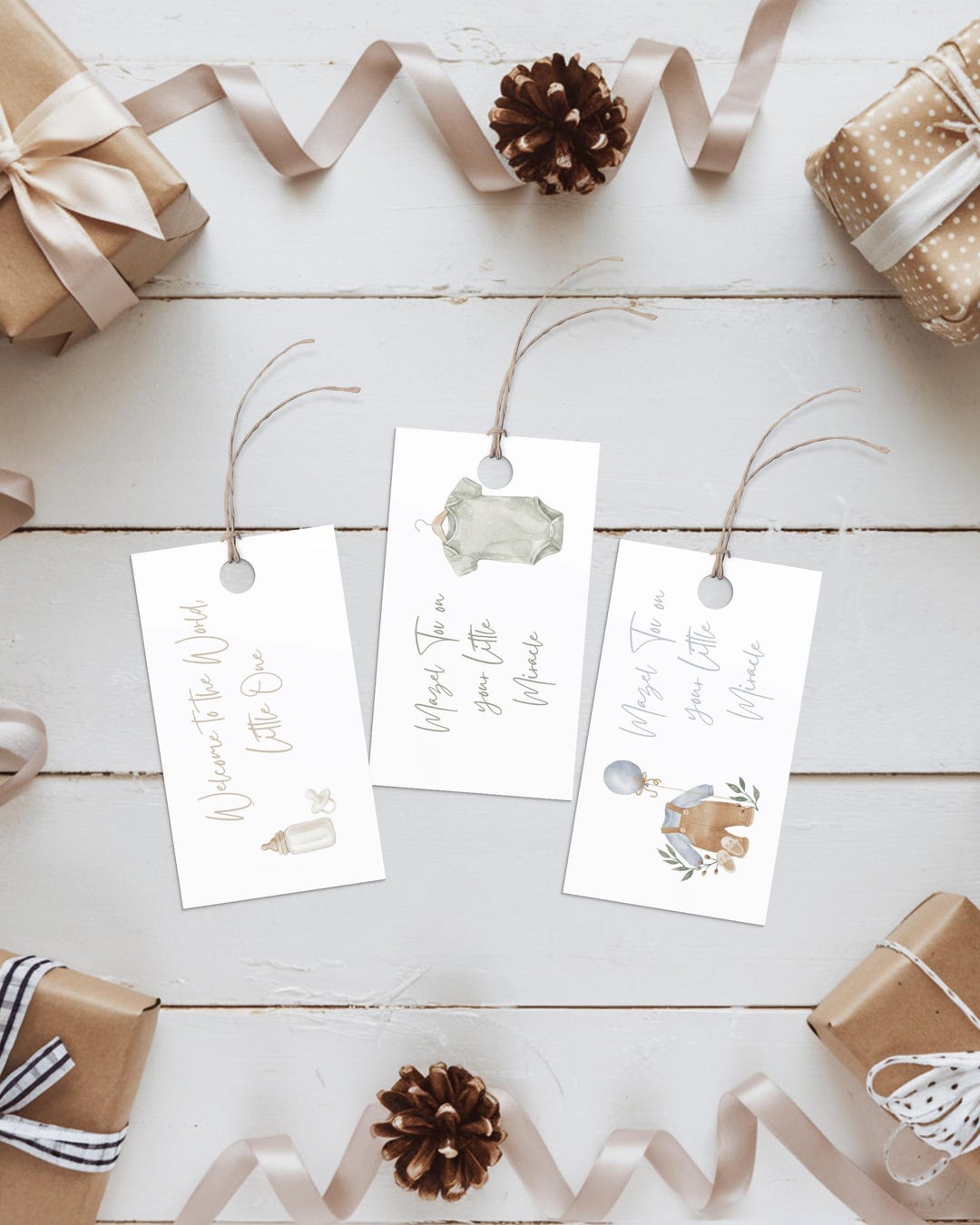 Editable Baby Gift Tags Template Canva Printable | Baby Shower Tag ...