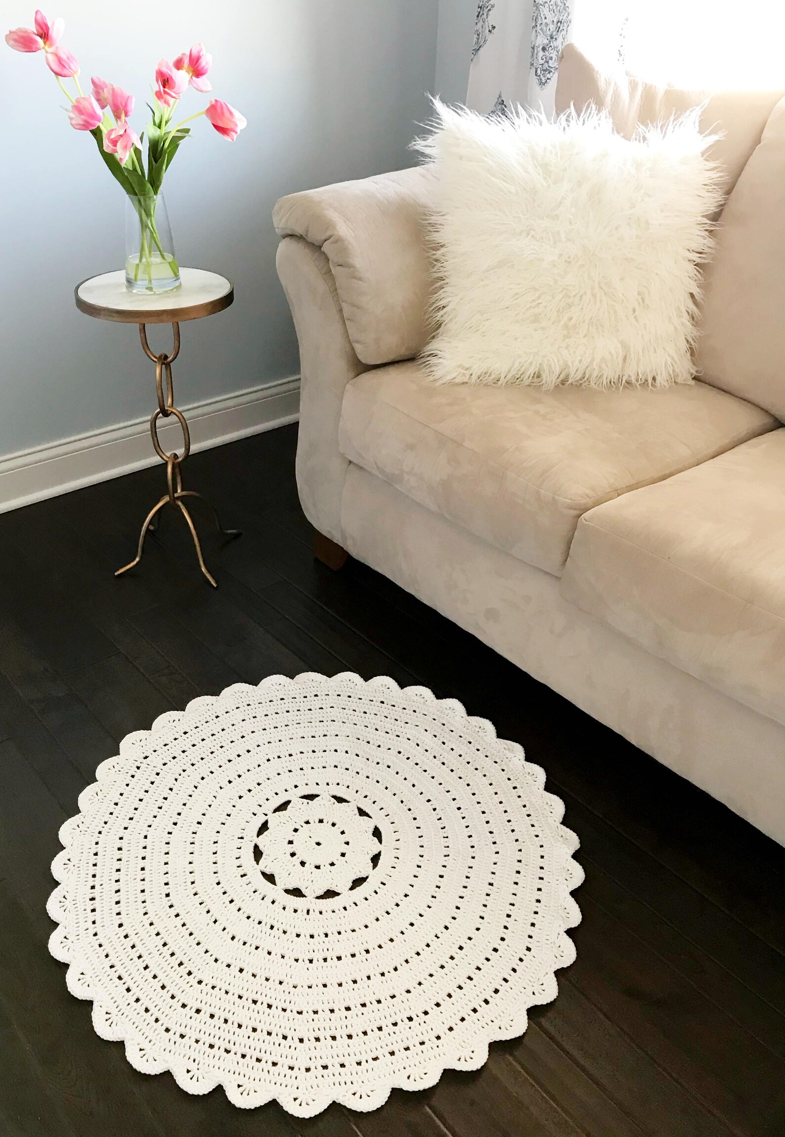 Modern Crochet Scalloped Round Rug - Etsy