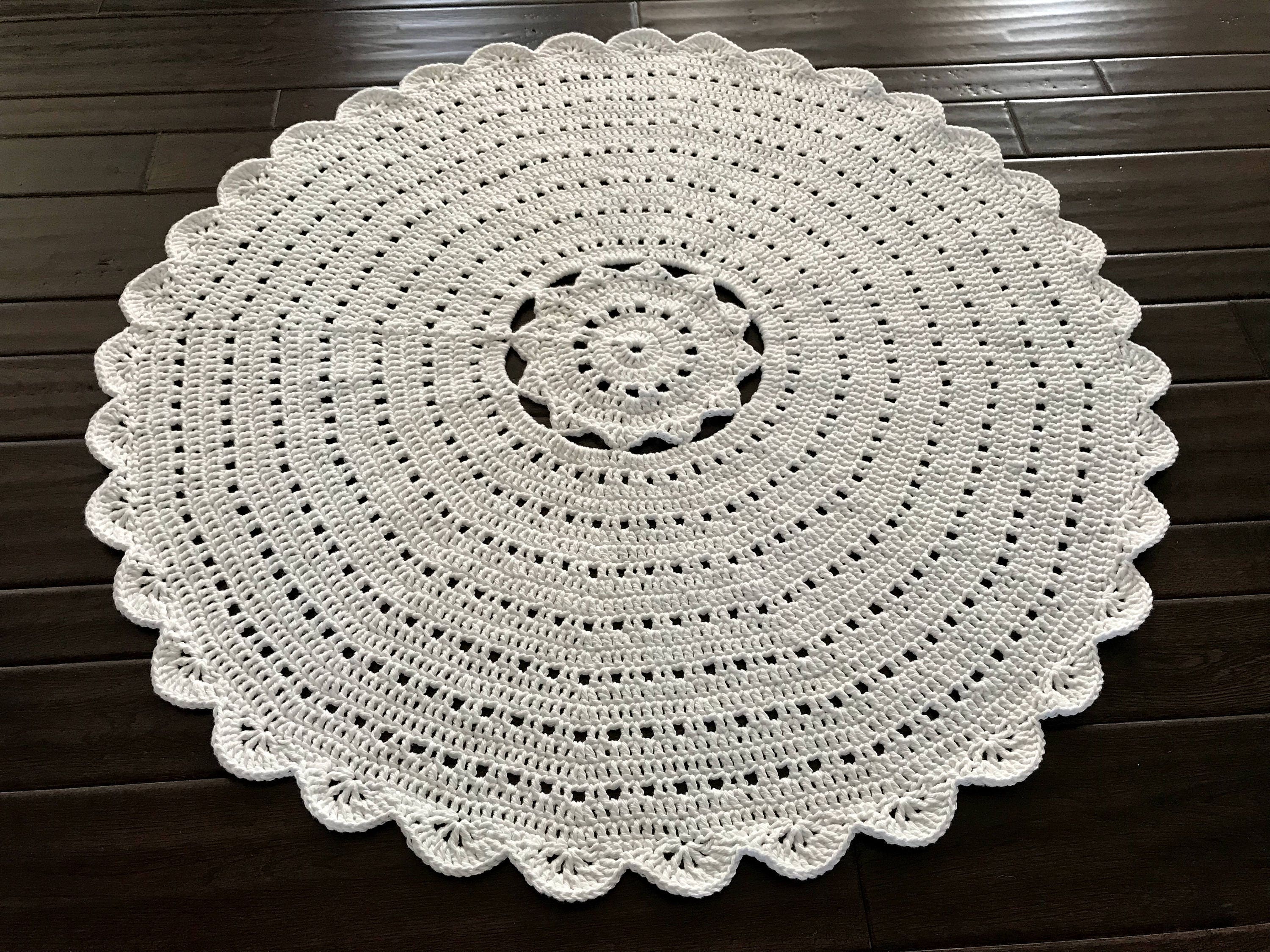 Modern Crochet Scalloped Round Rug - Etsy