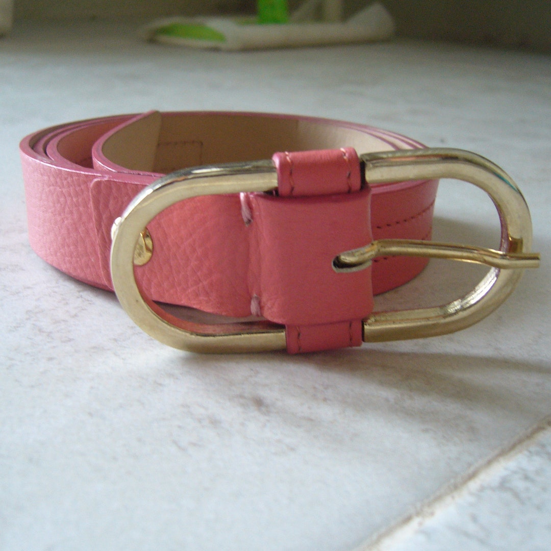 Leather Belt Powder Pink Gold Metal Buckle/vintage Pink Belt Womens - Etsy