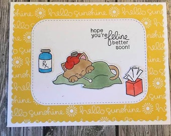 Cat Get Well Card - Etsy