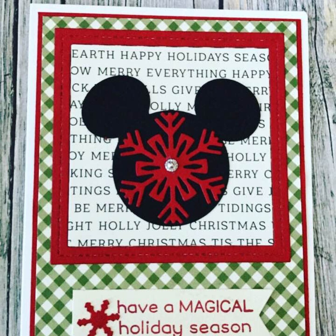 Mickey Mouse Inspired Christmas Card-mickey Mouse Inspired Holiday Card ...