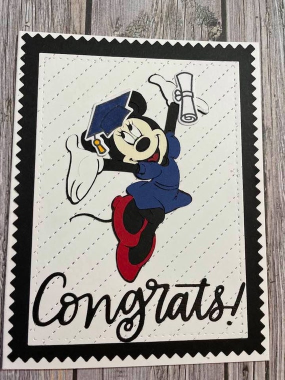 Handmade Minnie Mouse Inspired Graduation Card-minnie Mouse - Etsy