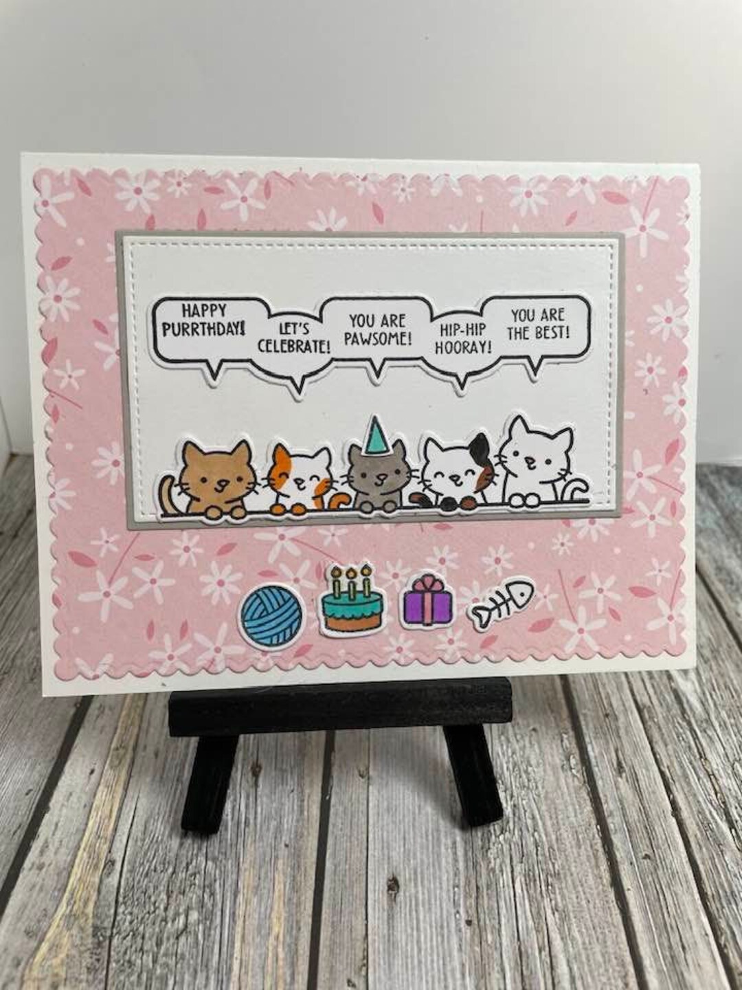 Handmade Cat Happy Birthday Card-handmade Happy Purrthday Card-handmade ...