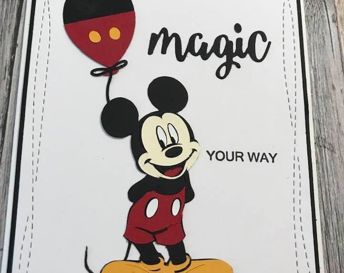 Handmade Inspired Mickey Mouse Happy Birthday Card-handmade Disney Card ...
