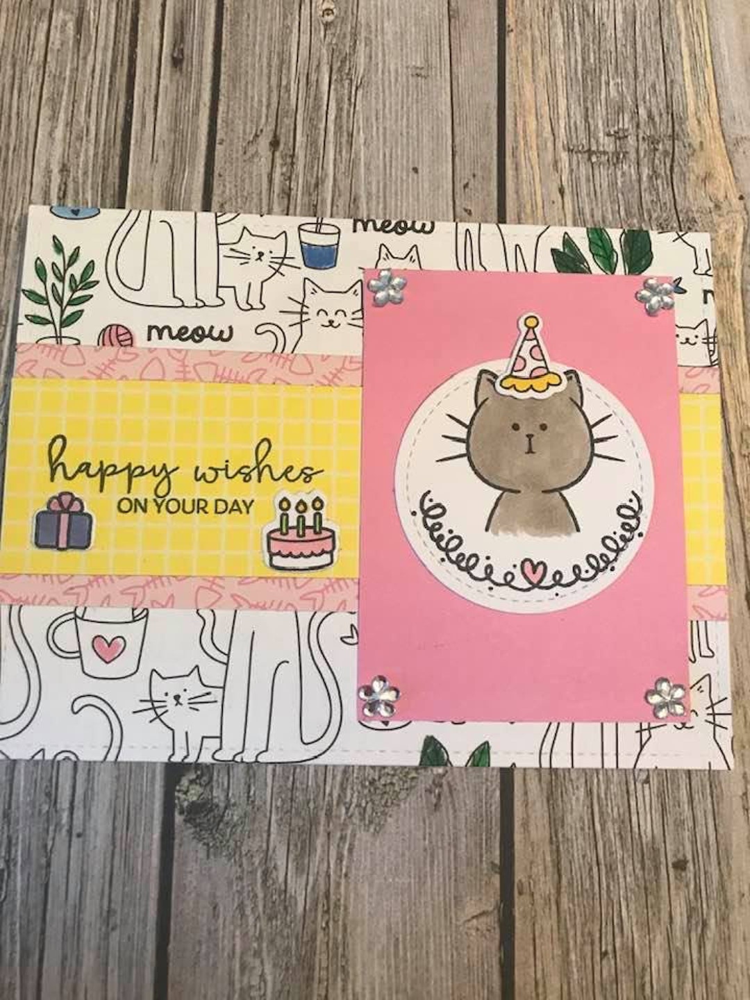Handmade Cat Birthday Card-handmade Dog Birthday Card-happy Wishes on ...