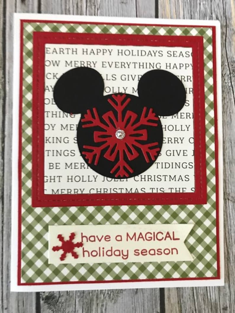 Mickey Mouse Inspired Christmas Card-mickey Mouse Inspired Holiday Card ...