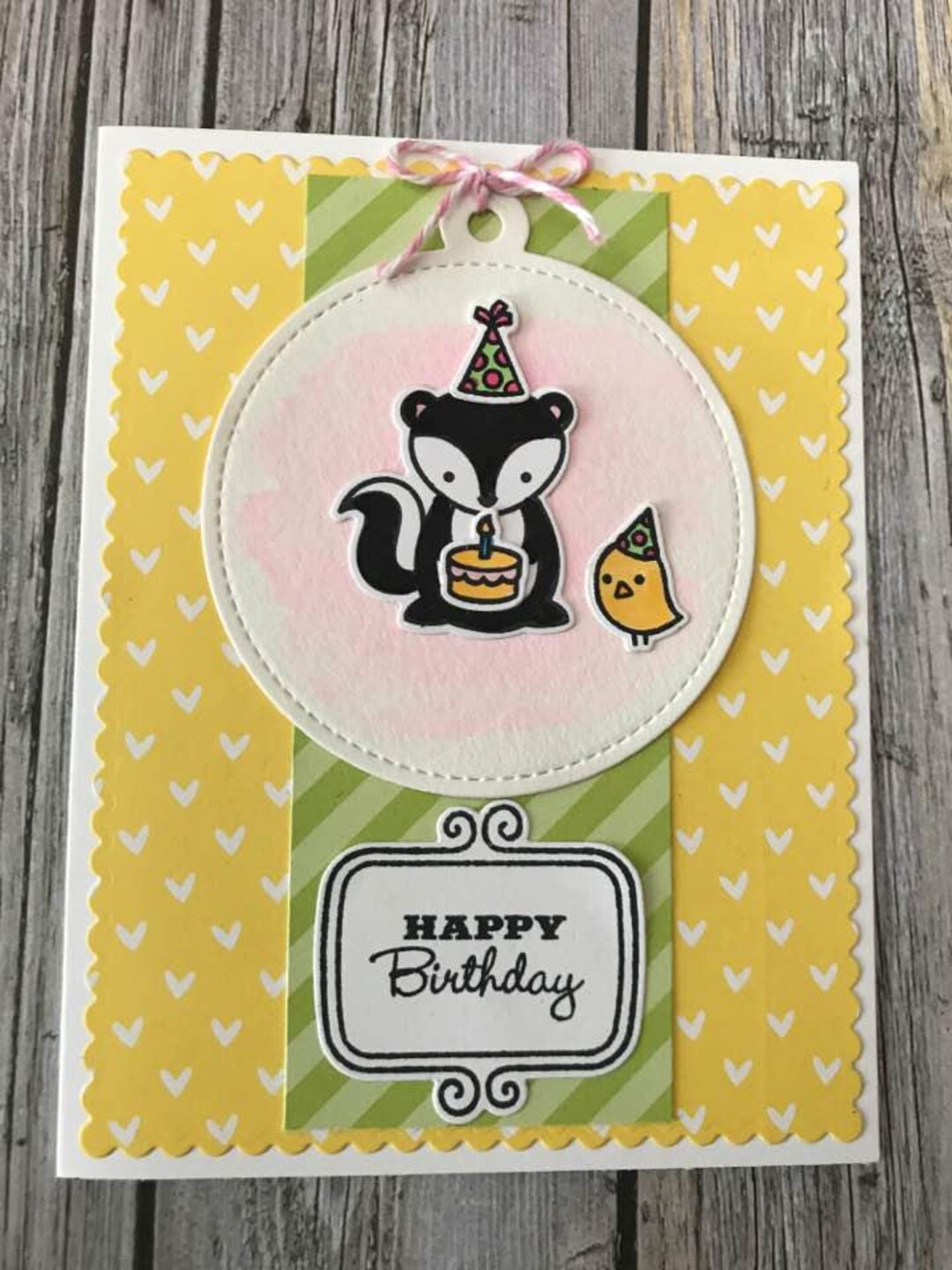 Cute Skunk Happy Birthday Card-watercolor Birthday Card-copic Marker ...