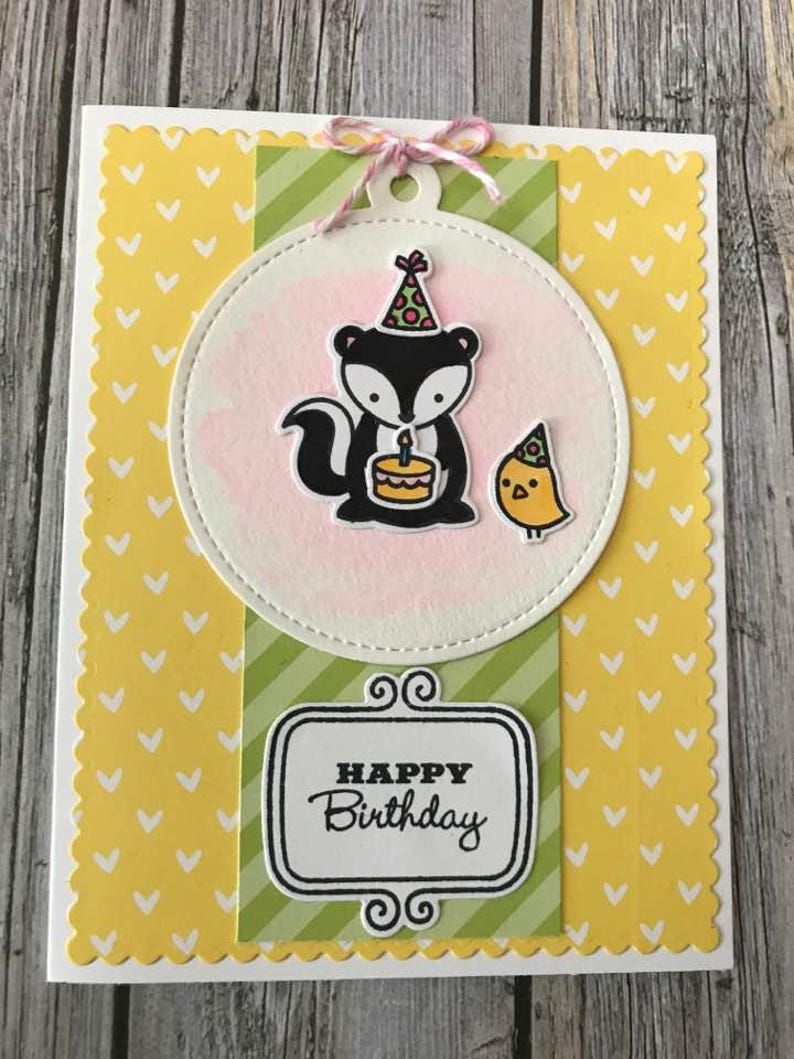 Cute Skunk Happy Birthday Card-watercolor Birthday Card-copic Marker ...