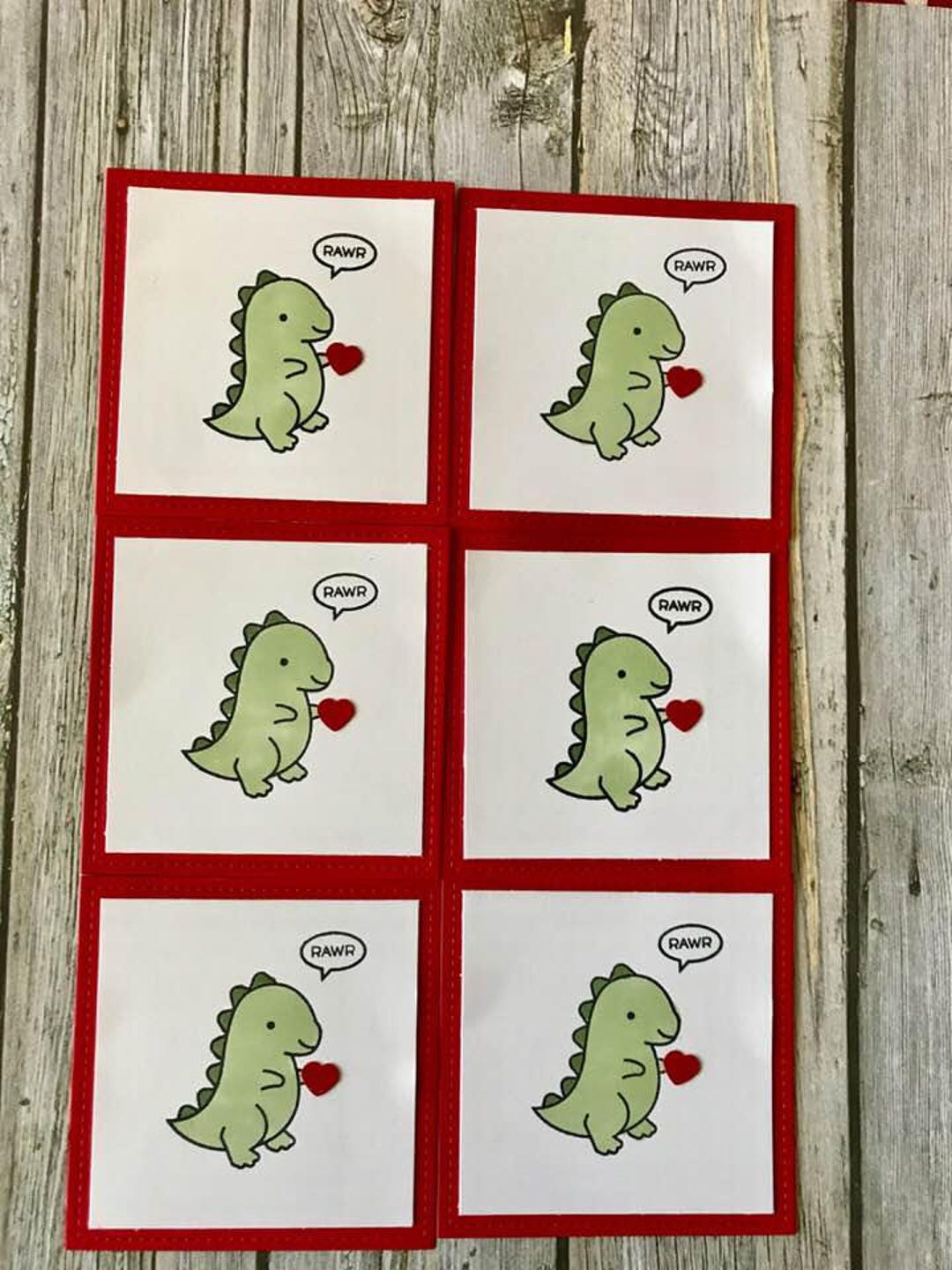 Handmade Dinosaur Valentine Card Set (set of 6)- Valentine Card Sets ...