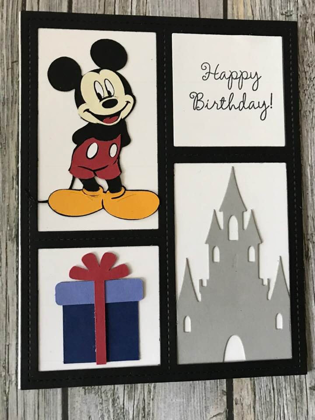 Handmade Mickey Mouse Happy Birthday Card-handmade Disney Birthday Card ...