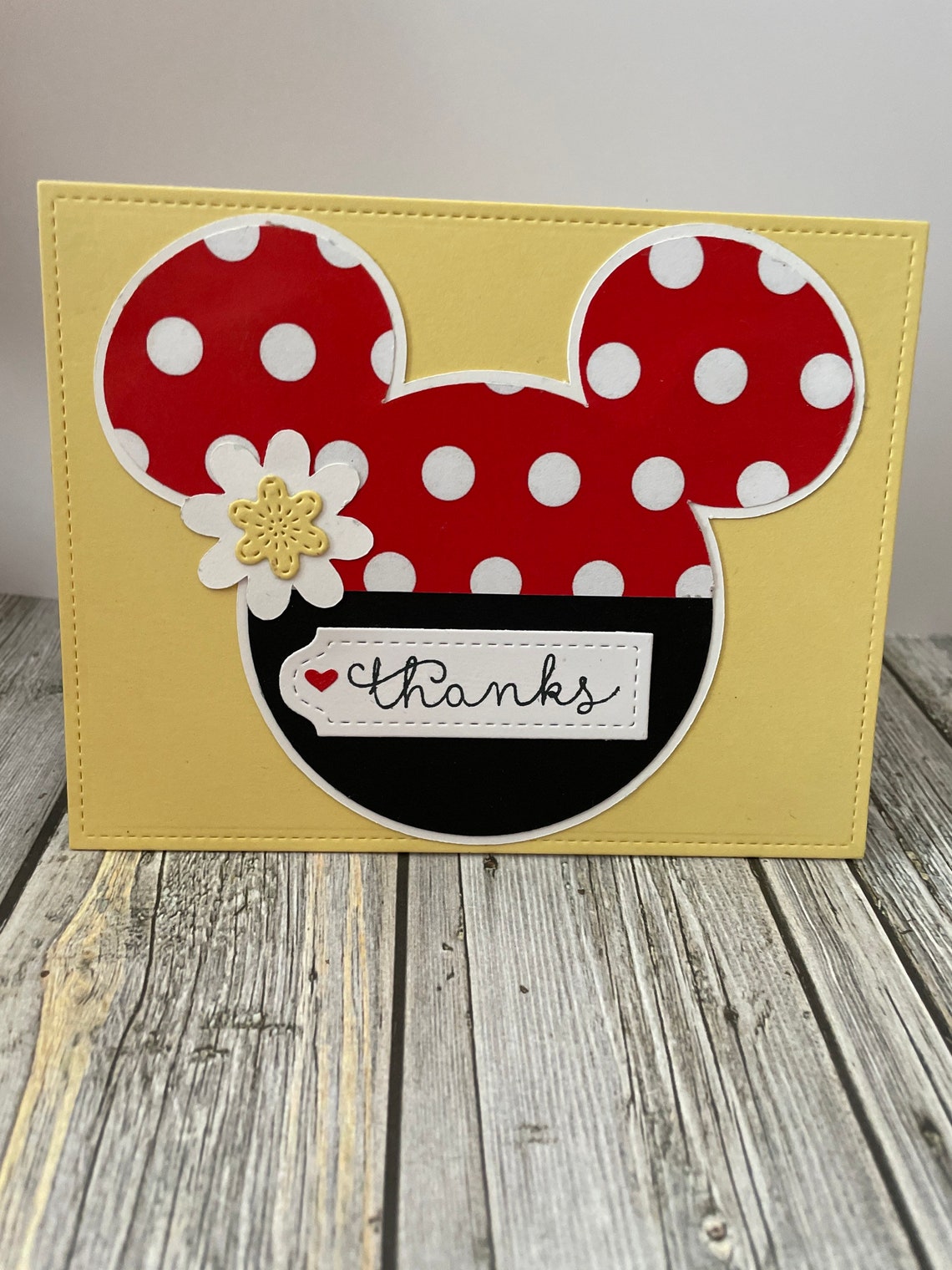 Minnie Mouse Thanks Card-handmade Minnie Mouse Thanks - Etsy