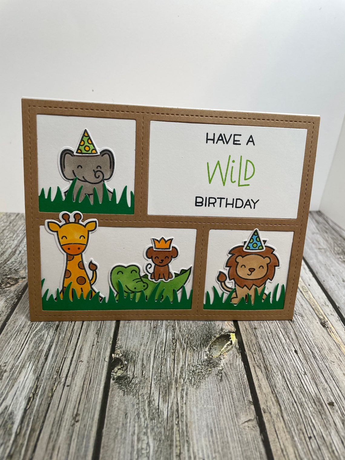 Handmade Birthday Card-have a Wild Birthday Card-handmade Jungle Animal ...
