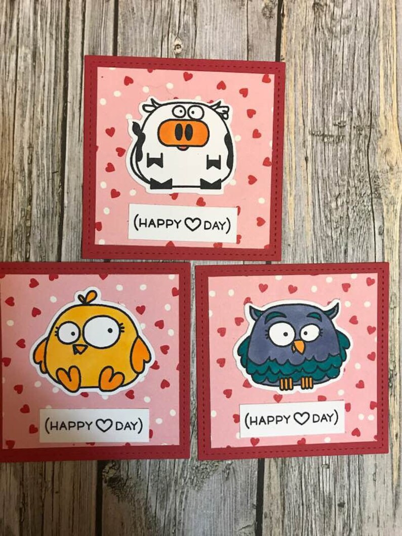 Handmade Animal Valentines Set of 5-valentine Card Set-handmade ...
