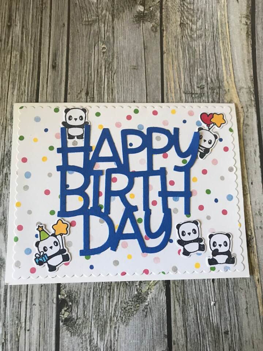 Handmade Panda Birthday Card-handmade Happy Birthday Card-mama Elephant ...