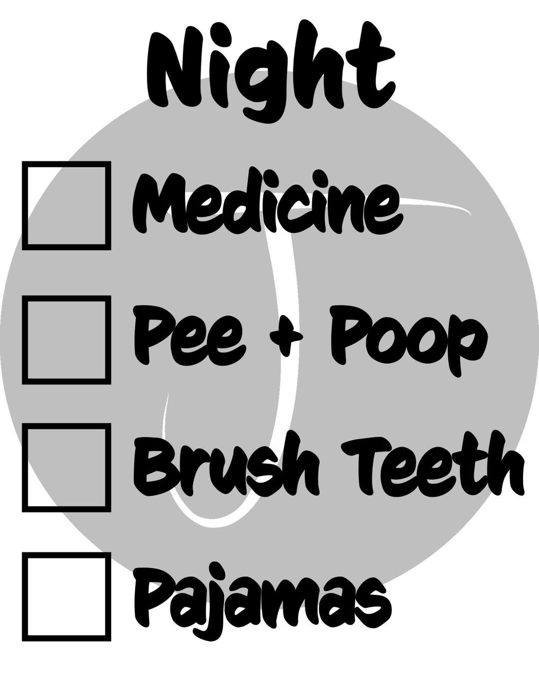Kids' Night Time Bedtime Routine Checklist High Quality Transparent ...