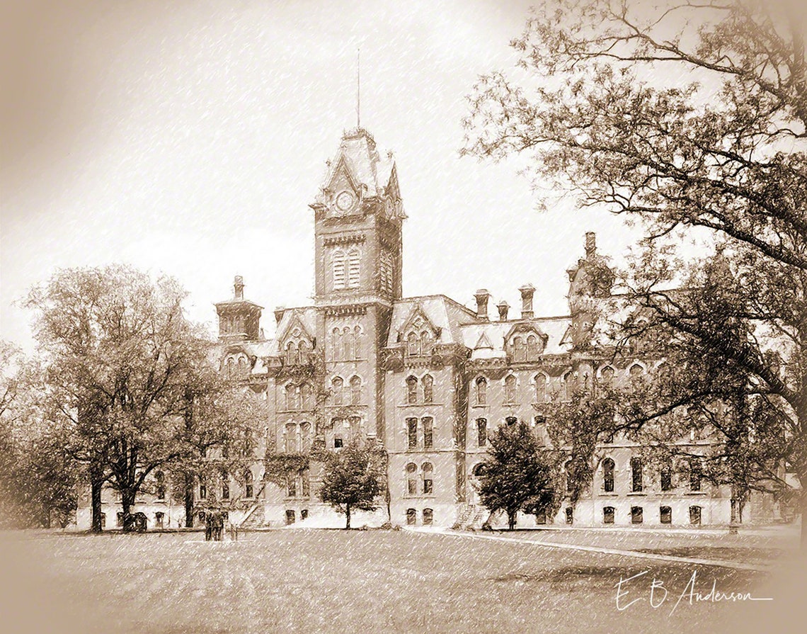 Vintage University Hall, Ohio State University, Columbus, Ohio - Etsy