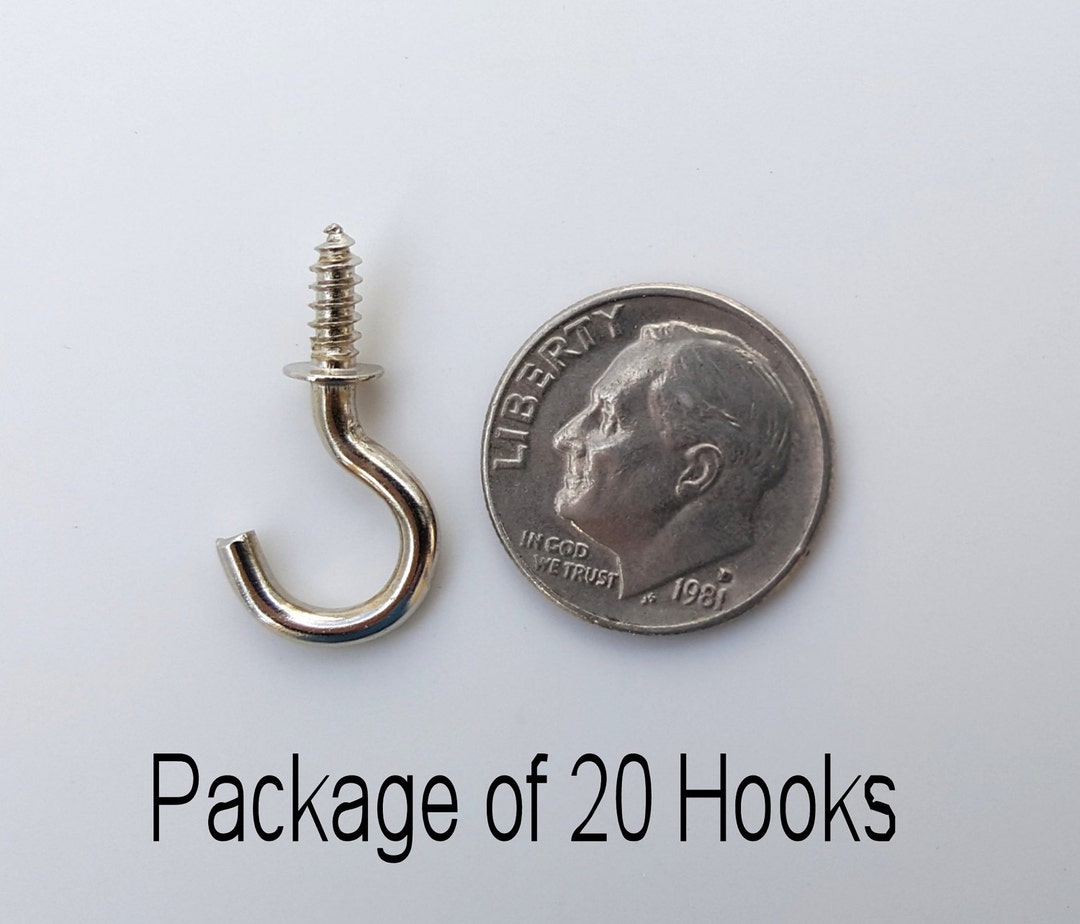 Nickel Key Screw Hooks: Small 1/2 Inch DIY Jewelry Hangers (pkg of 20 ...
