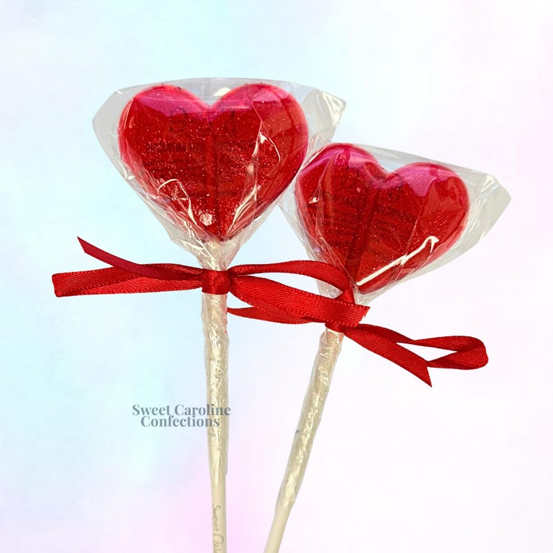 Red Heart Lollipops, Custom Valentine's Day Favors, Heart Lollipop ...