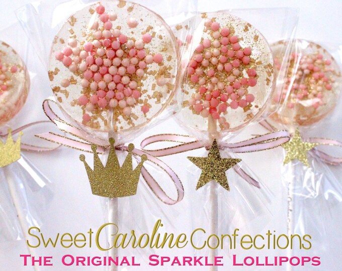 Princess Party, Pink Gold Lollipops W/ Crown or Star Tag, Pink Gold ... Princess Party, Pink Gold Lollipops W/ Crown or Star Tag, Pink Gold ...