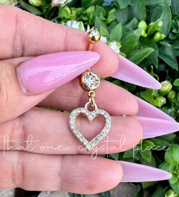Belly Button Rings Dangle Hearts